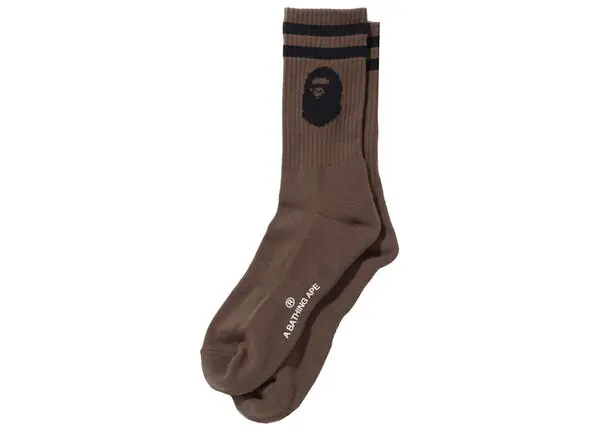A BATHING APE Ape Head Socks - Brown