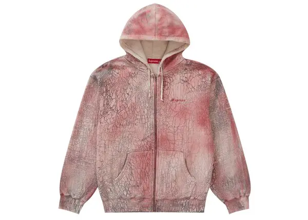 Supreme Crackle Zip-up Hooded Sweatshirt - Red