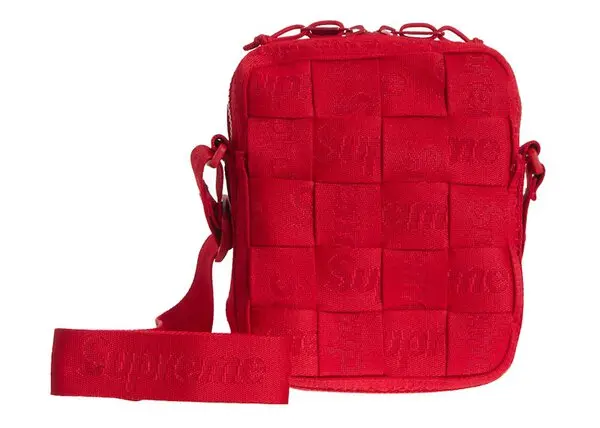 Supreme Woven Jacquard Logo Shoulder Bag - Red