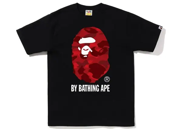 A BATHING APE Camo Bathing Ape Tee Shirt - Black Red