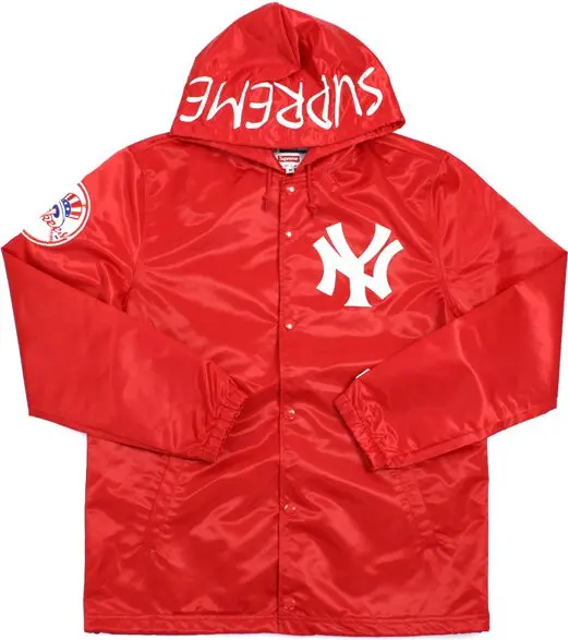 Supreme Yankees Satin Hooded Jacket - Red