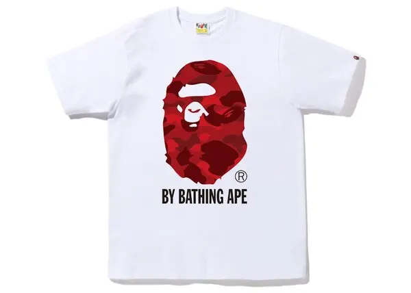 A BATHING APE Camo Bathing Ape Tee Shirt - White Red