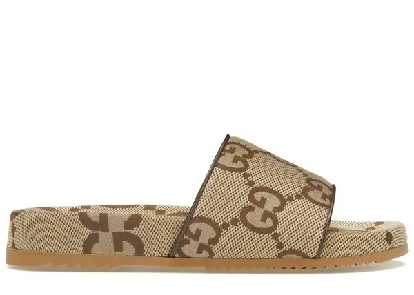 Gucci Maxi Gg Canvas Slides - Camel/ebony