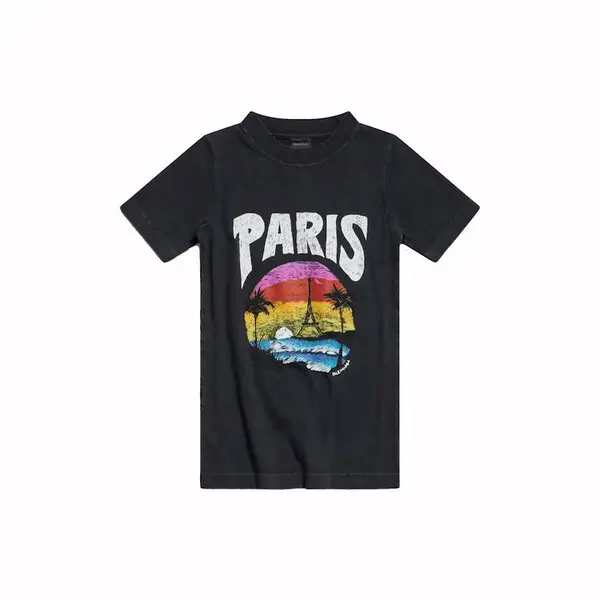 Balenciaga Paris Tropical Cotton Jersey T-Shirt - Black