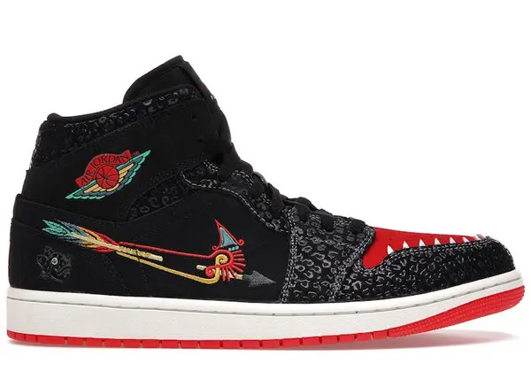 JORDAN 1 Mid Siempre Familia Sneakers - Black/sail/roma Green