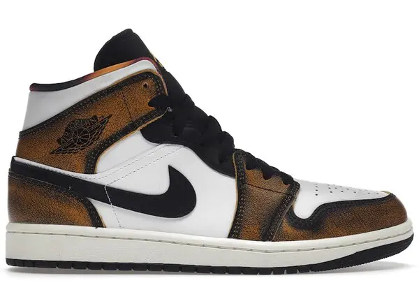 JORDAN 1 Mid Se Orange Wear Away - Black/white/sail