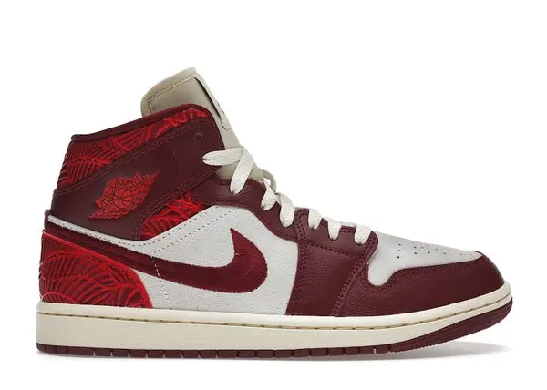 JORDAN 1 Mid Se Tiki Leaf Sneakers - Team Red/university Red/sail