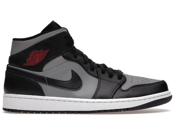 JORDAN 1 Mid Shadow Red Sneakers - Black/gym Red/particle Grey