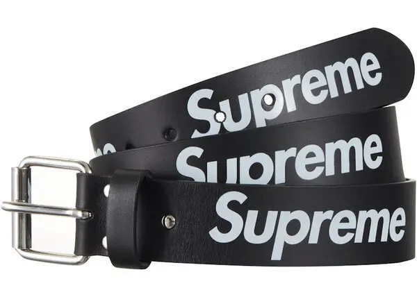 Supreme Repeat Leather Belt - Black
