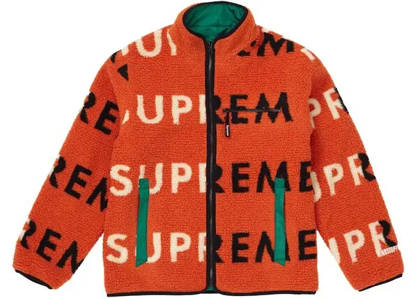 Supreme Reversible Logo Fleece Jacket - Orange