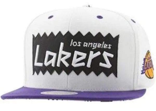Mitchell & Ness Los Angeles Lakers Sta3 Wool Snapback Cap - White