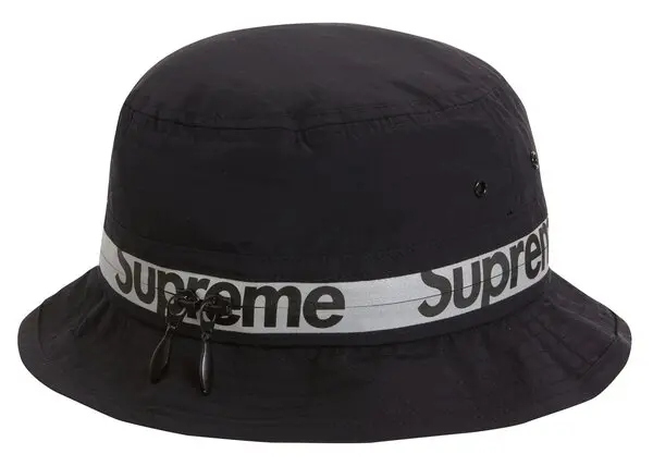 Supreme Reflective Zip Bucket Hat - Black