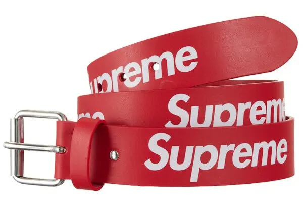 Supreme Repeat Leather Belt - Red