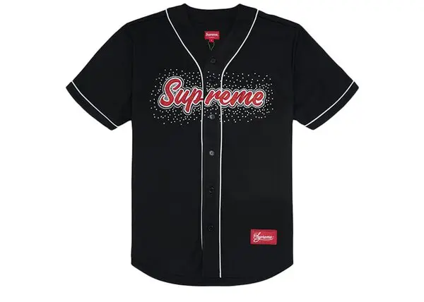 Supreme Rhinestone Baseball Jersey - Black