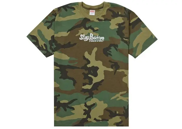 Supreme Stay Positive Tee Shirt - Woodland Camo