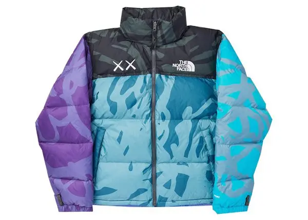 KAWS X The North Face Retro 1996 Nuptse Jacket - Monterey Blue Nuptse Print