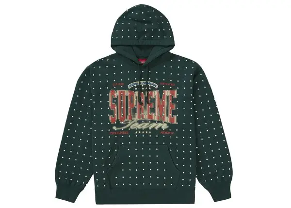 Supreme Rhinestone Hooded Sweatshirt - Dark Green