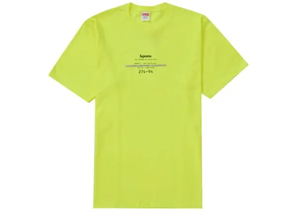 Supreme Standard Tee Shirt - Fluorescent Yellow