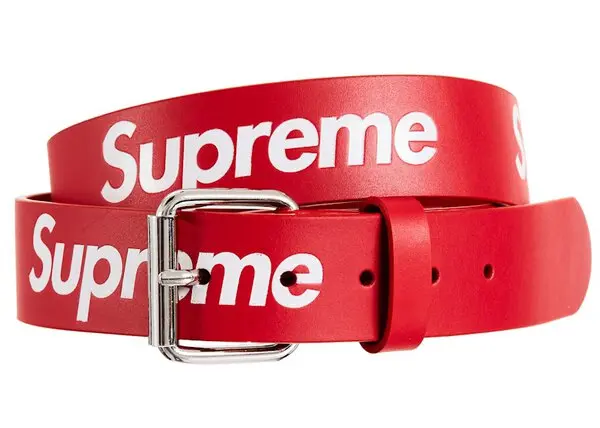 Supreme Repeat Leather Belt - Red