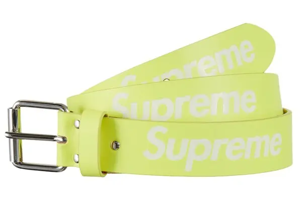 Supreme Repeat Leather Belt - Fluorescent Yellow