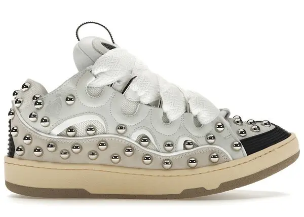 LANVIN Studded Leather Curb Sneakers