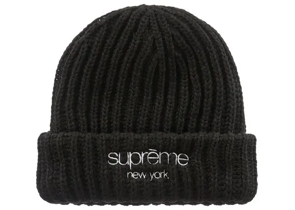 Supreme Ribbed Beanie - Black