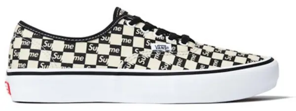 VANS Authentic Supreme Checker Logo Sneakers - Black/white