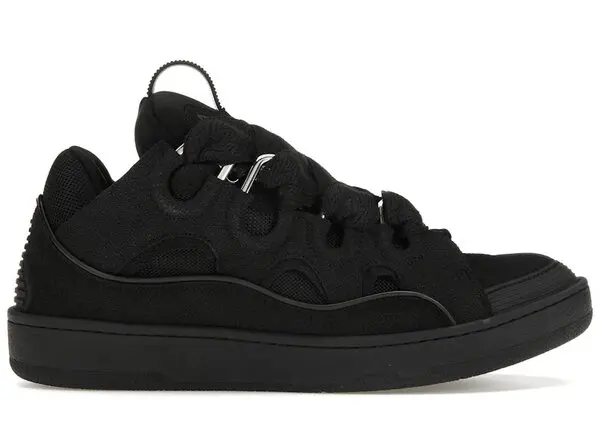 LANVIN Leather Curb Triplein Sneakers - Black