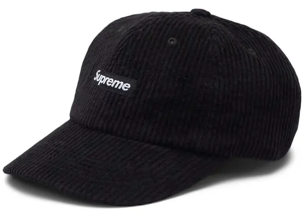 Supreme Ripple Corduroy 6-panel Cap - Black