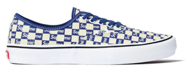 VANS Authentic Supreme Checker Logo Sneakers - Blue/white