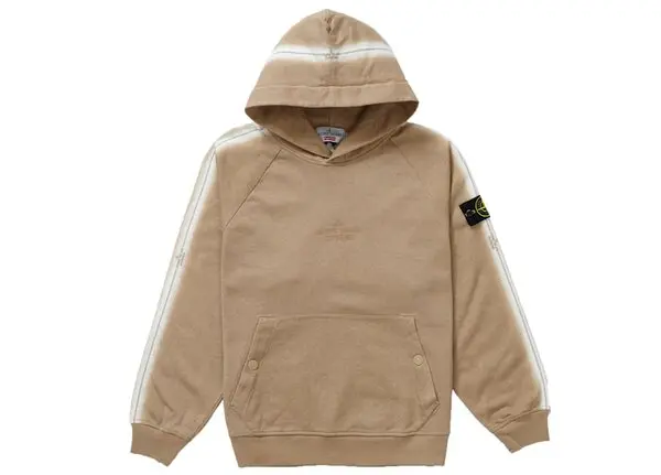 Supreme Stone Island Stripe Hooded Sweatshirt - Tan