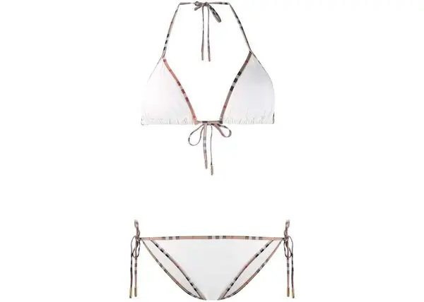 Burberry Vintage Check Trim Triangle Bikini - White