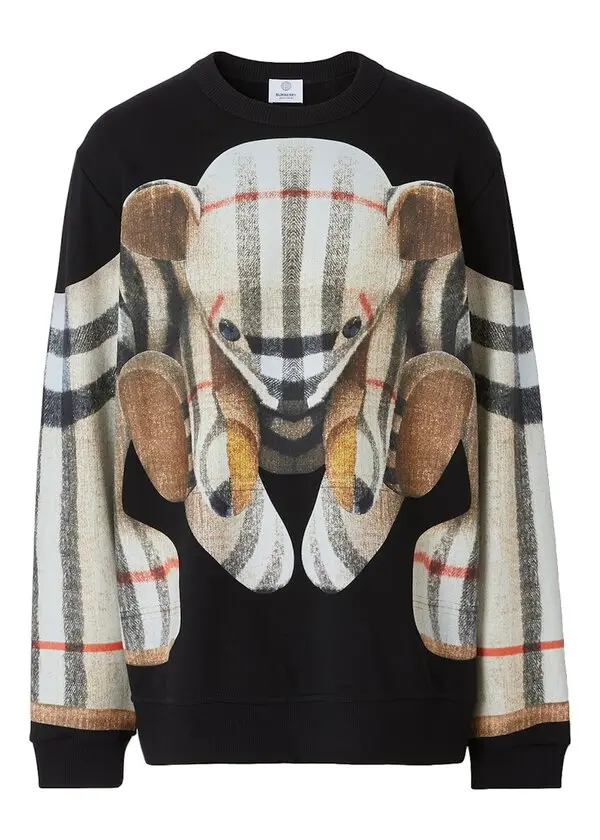 Burberry Thomas Bear Print Oversized Sweatshirt - Black/archive Beige