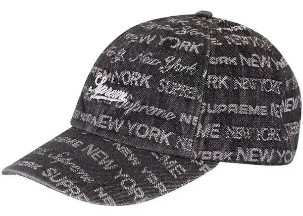 Supreme Type Jacquard Denim 6-panel Cap - Black