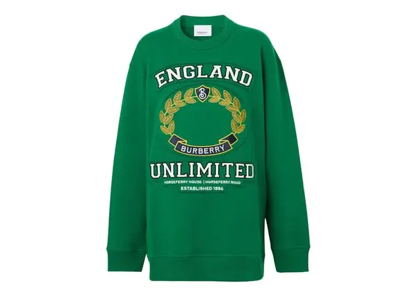 Burberry Cotton Graphic Oversized Sweatshirt - Deep Pine Green