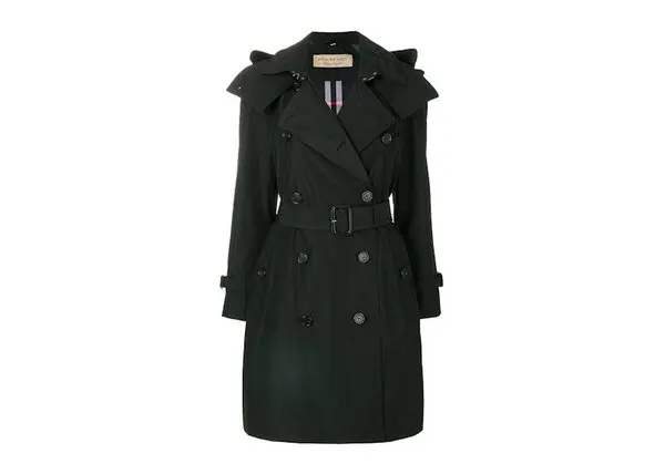 Burberry Amberford Hooded Shell Trench Coat - Black