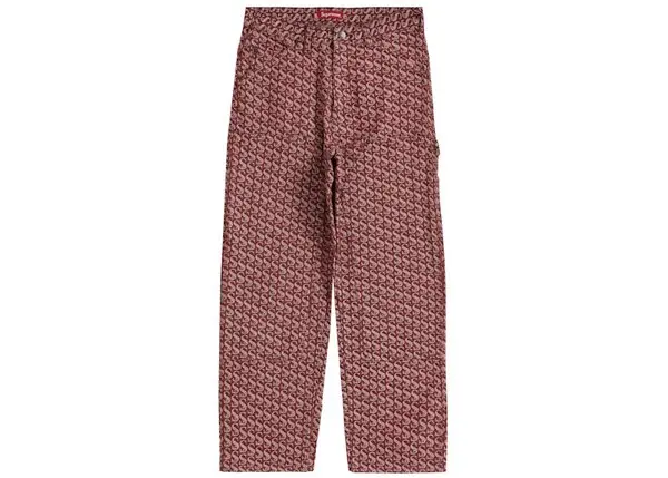 Supreme Monogram Double Knee Denim Painter Pant - Red