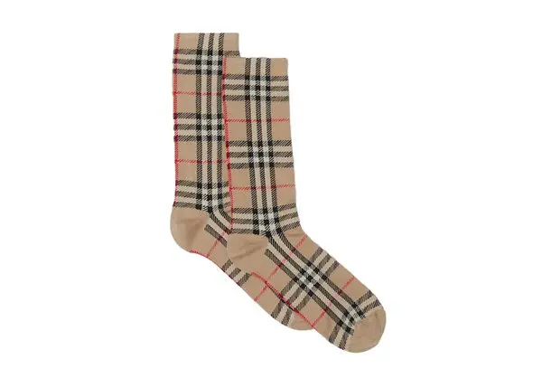 Burberry Vintage Check Cotton Cashmere Blend Socks - Archive Beige