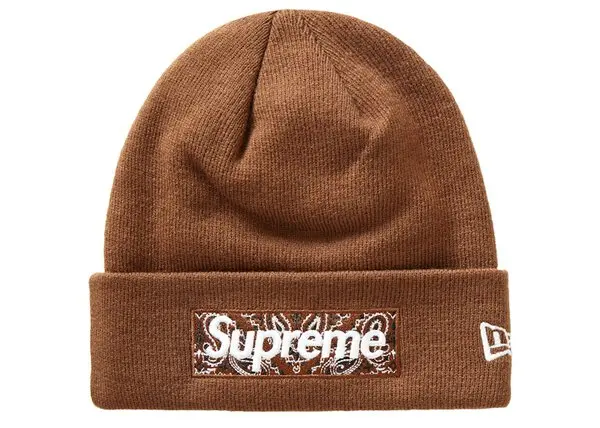 Supreme New Era Box Logo Beanie - Dark Brown