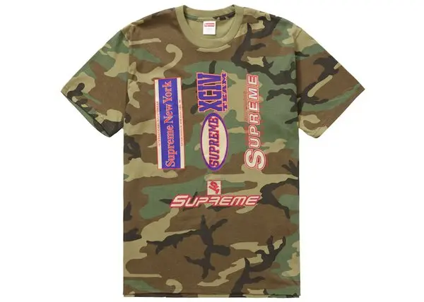 Supreme Logos Tee Shirt - Woodland Camo