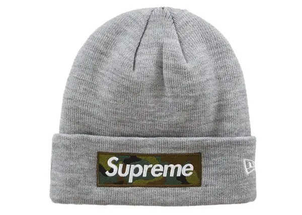 Supreme New Era Box Logo Beanie - Heather Grey