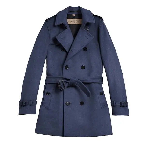 Burberry Wool Cashmere Trench Coat - Blue