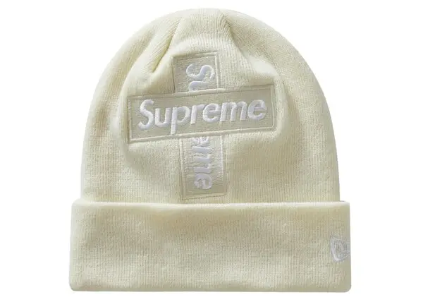 Supreme New Era Cross Box Logo Beanie - Natural