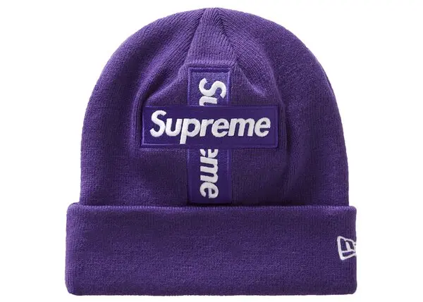 Supreme New Era Cross Box Logo Beanie - Purple