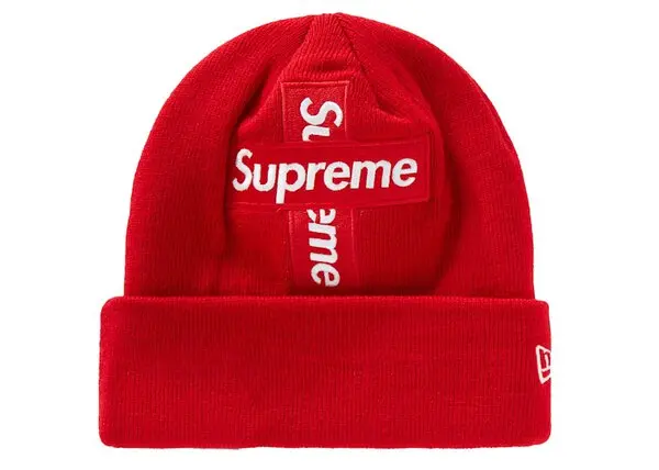 Supreme New Era Cross Box Logo Beanie - Red