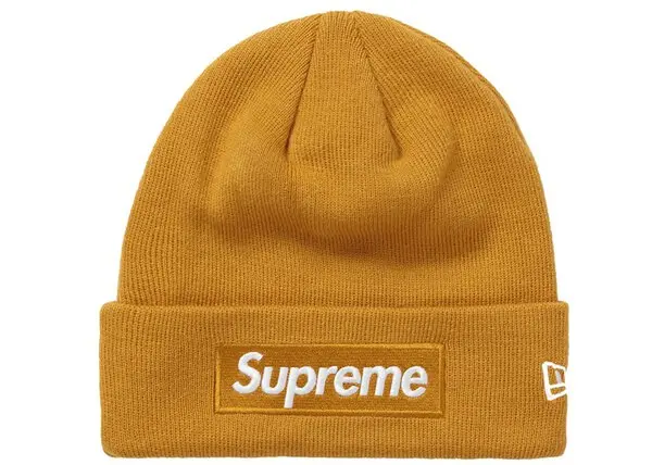 Supreme New Era Box Logo Beanie - Light Mustard
