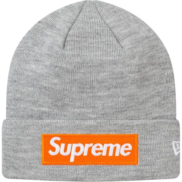 Supreme New Era Box Logo Beanie - Heather Grey