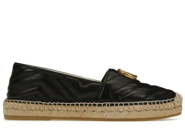 Gucci Double G Leather Espadrille Black/Beige/Gold Editorialist