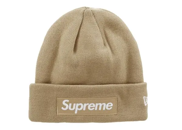 Supreme New Era Box Logo Beanie - Dark Sand