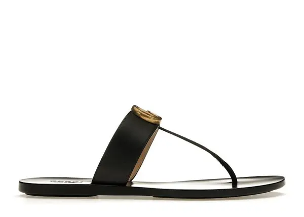 Gucci Double G Thong Sandal - Black/gold